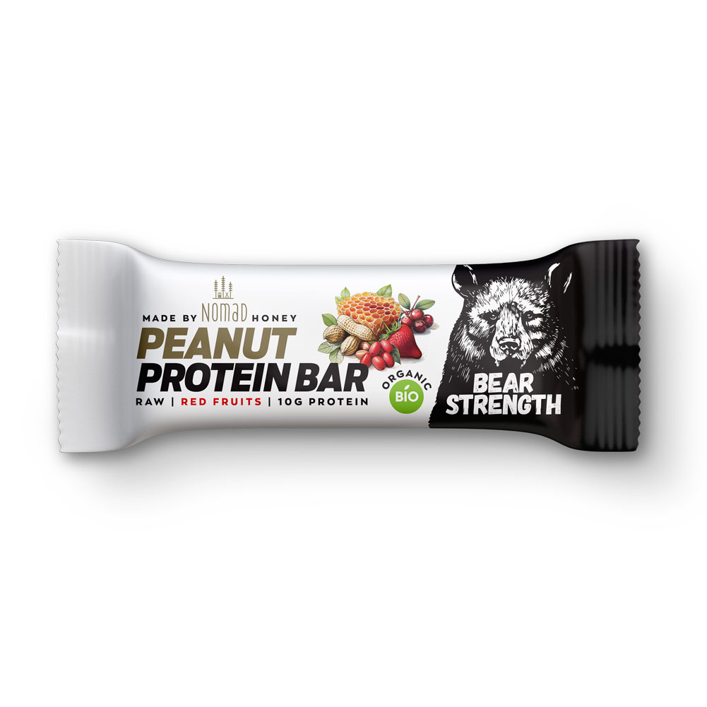 Organic PEANUT Protein BAR - RED FRUITS Bear Strength NOMAD
